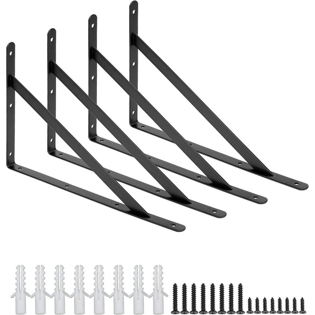 ICOOL 4 Pack Heavy Duty Shelf Bracket, 16 Inch x 10 Inch DIY Wall ...