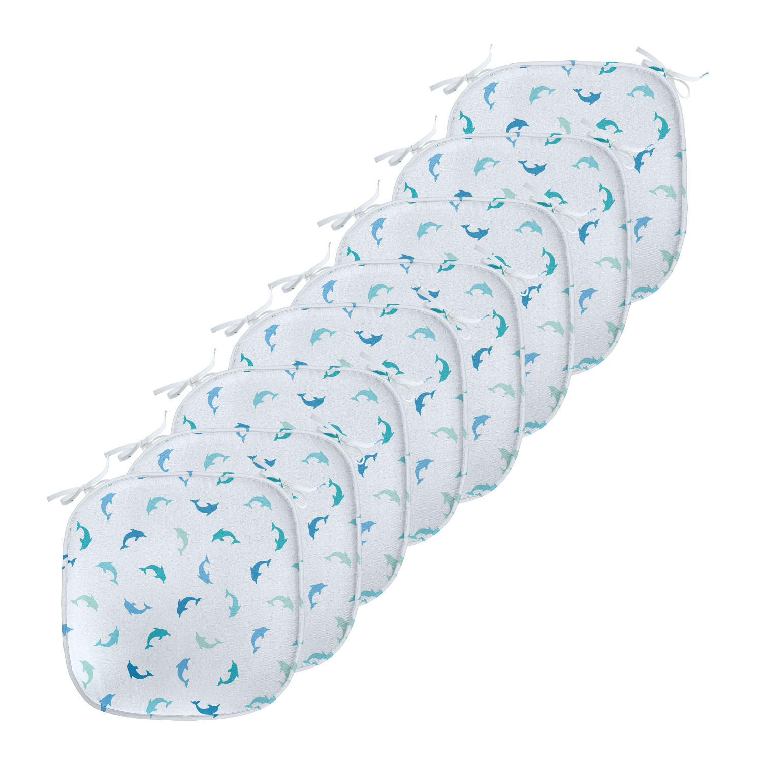 Sea Animals Chair Seating Cushion, Leaping and Playing Dolphin Aquatic ...