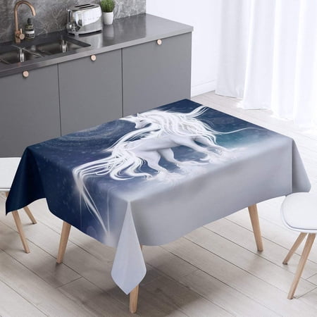 Unicorn Table Cover Round 55" Flying Angel Horse Tablecloths for Teens ...