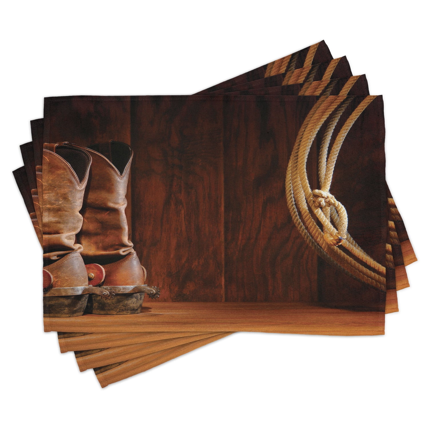 Ambesonne Western Place Mats Set of 4, Cowboy Wild Sports, Standard ...