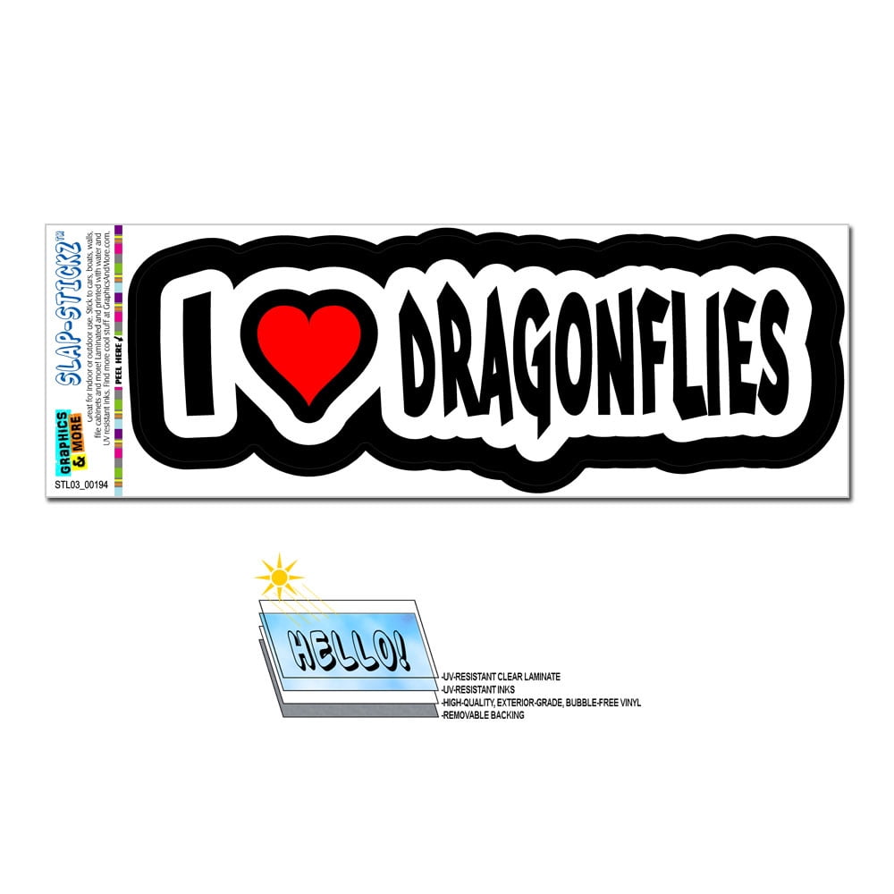 I Love Heart Dragonflies SLAP-STICKZ(TM) Premium Sticker - Walmart.com