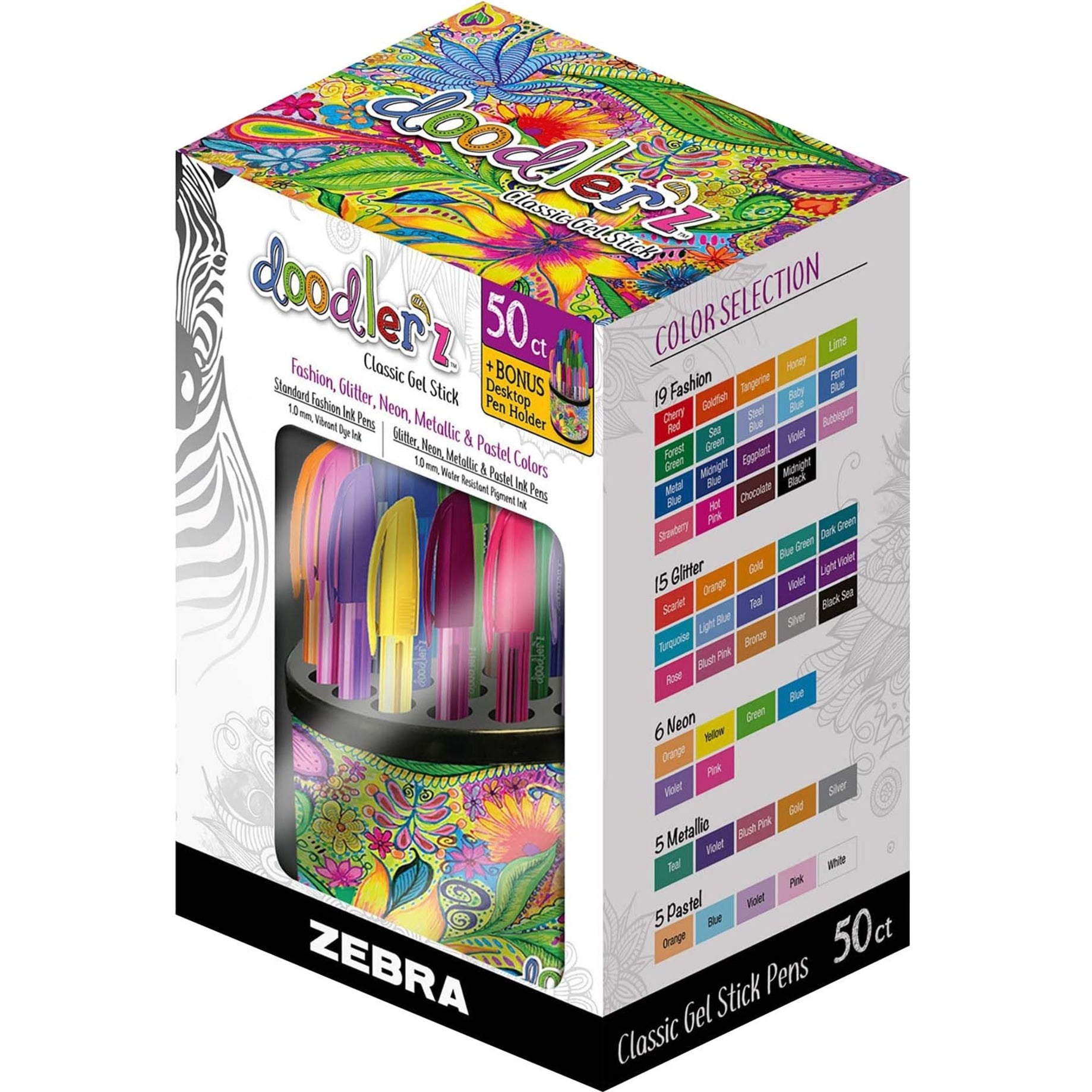 Zebra Pen Doodler'z Gel Stick Assorted 50Pk w Cup - Walmart.com
