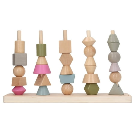 Shape Blocks Stacking Toy, Different Color Wood Improve Thinking Skills ...
