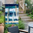 Abstract Art Garden Flag 28x40 Inch Blue Gold White Ripple Double Sided ...