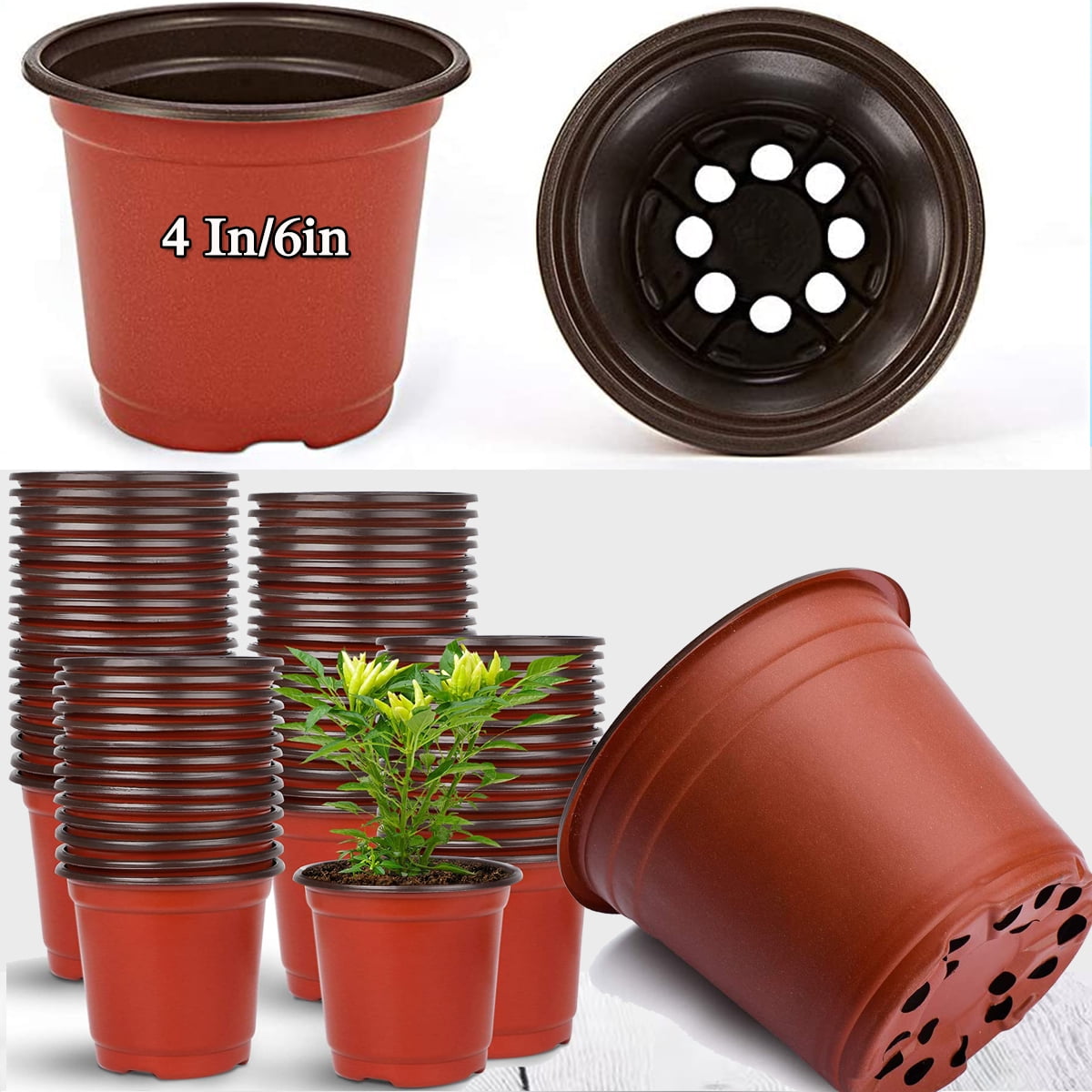 4/ 6-inch Plant Flowerpots Reusable Plant Seed Nursery Waterproof ...
