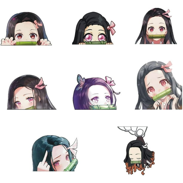 8 Pcs Demon Slayer Nezuko Car Accessories Anime Car Decals Stickers ...