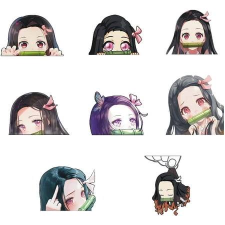 8 Pcs Demon Slayer Nezuko Car Accessories Anime Car Decals Stickers ...