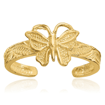 14K Solid Yellow Gold Hawaiian Plumeria Flower Adjustable Toe Ring Open ...