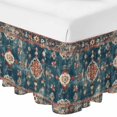 Bohemian Floral Bed Skirt California King Size 16 Inch Drop, Green Red ...
