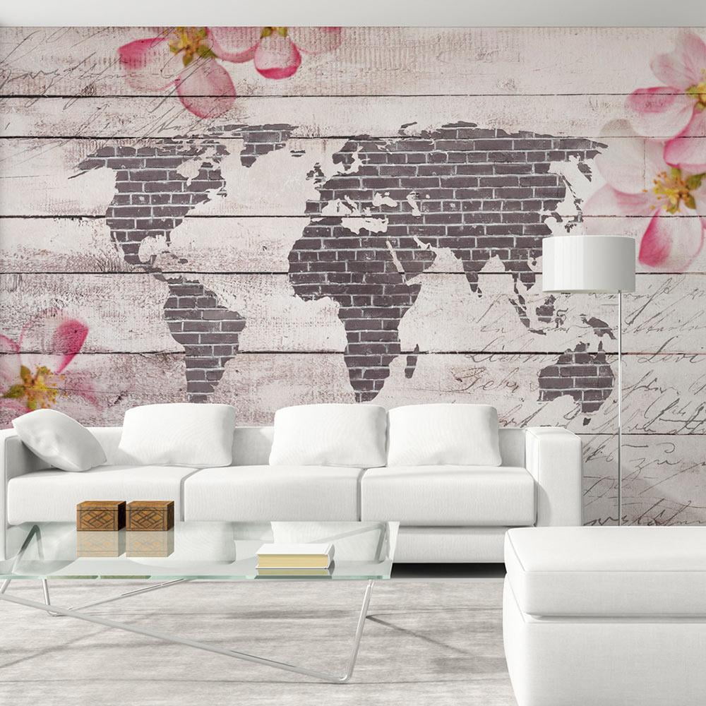 Tiptophomedecor World Map Wallpaper Wall Mural - Romantic World ...