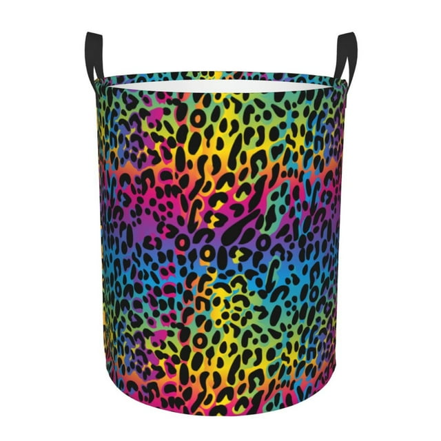 DouZhe Waterproof Collapsible Large Laundry Baskets, Rainbow Leopard ...