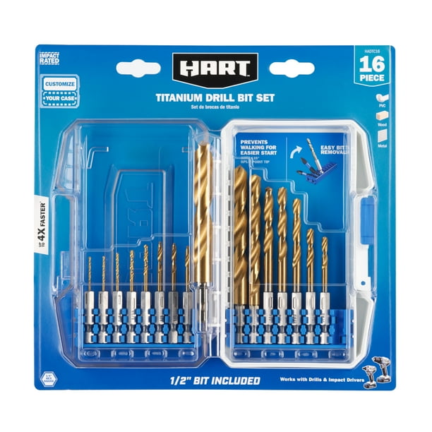 HART 16-Piece Hex Shank Titanium Drill Bit Set - Walmart.com