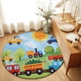 Cartoon Transportation 8' Round Rug for Open Concept Living Room ...