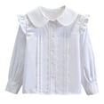 ATOGUTA Girl's Shirts Kids Ruffle Long Sleeve Button Down Dress Shirts ...