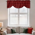Black Red Retro Plaid Tie Up Valance Curtains Pastoral Plaid Vintage ...