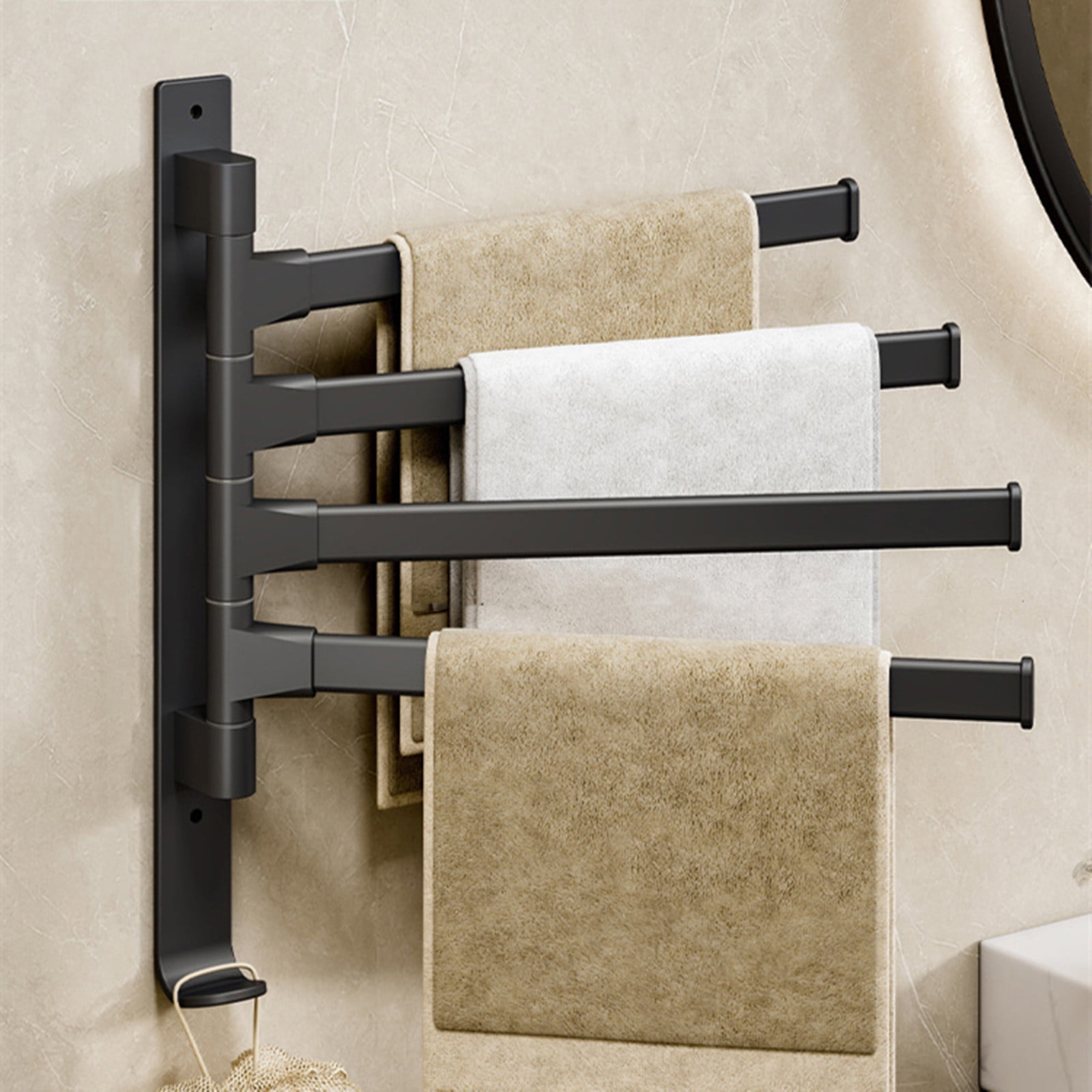 Cathoe Towel Bar Swivel Wall Mounted Towel Rack Holder for Bathroom ...