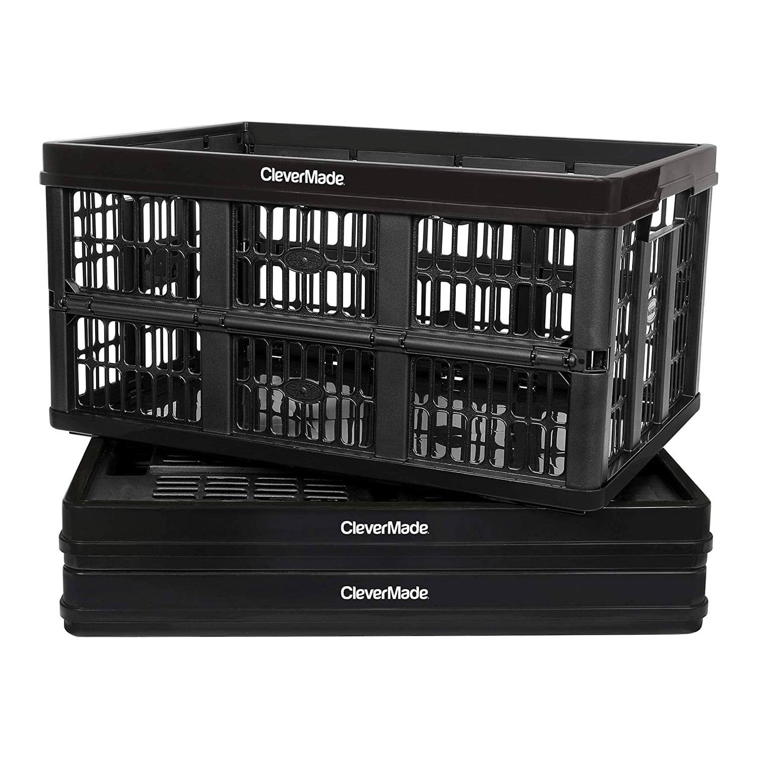 Clevermade Clevercrate Plastic 45l Collapsible Storage Bins Black 3