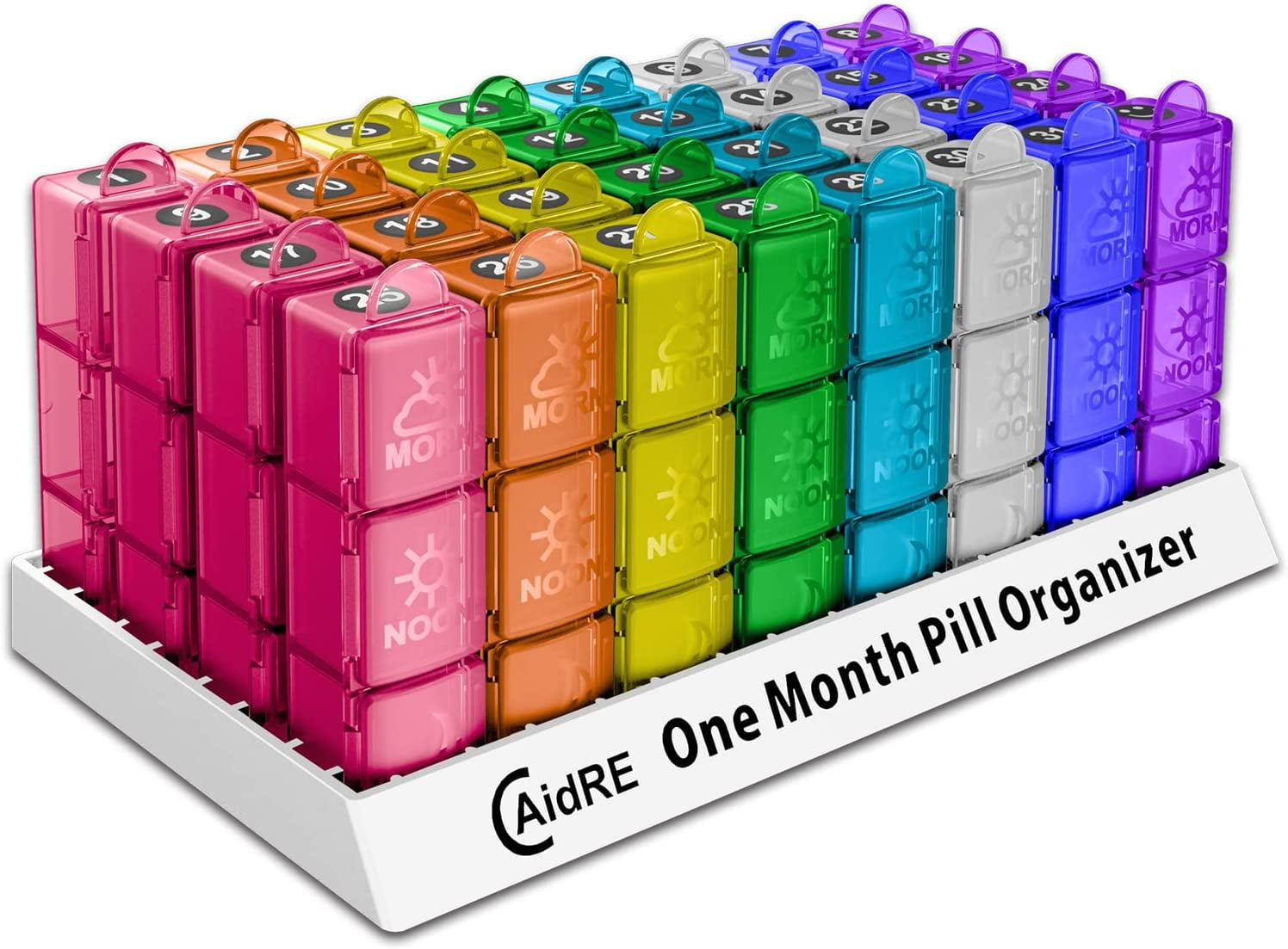 Monthly Pill Organizer 3 Times A Day, One Month Pill Organizer Morning ...