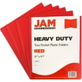JAM Paper Heavy Duty Plastic Two Pocket Presentation Folders, Red, 6 ...