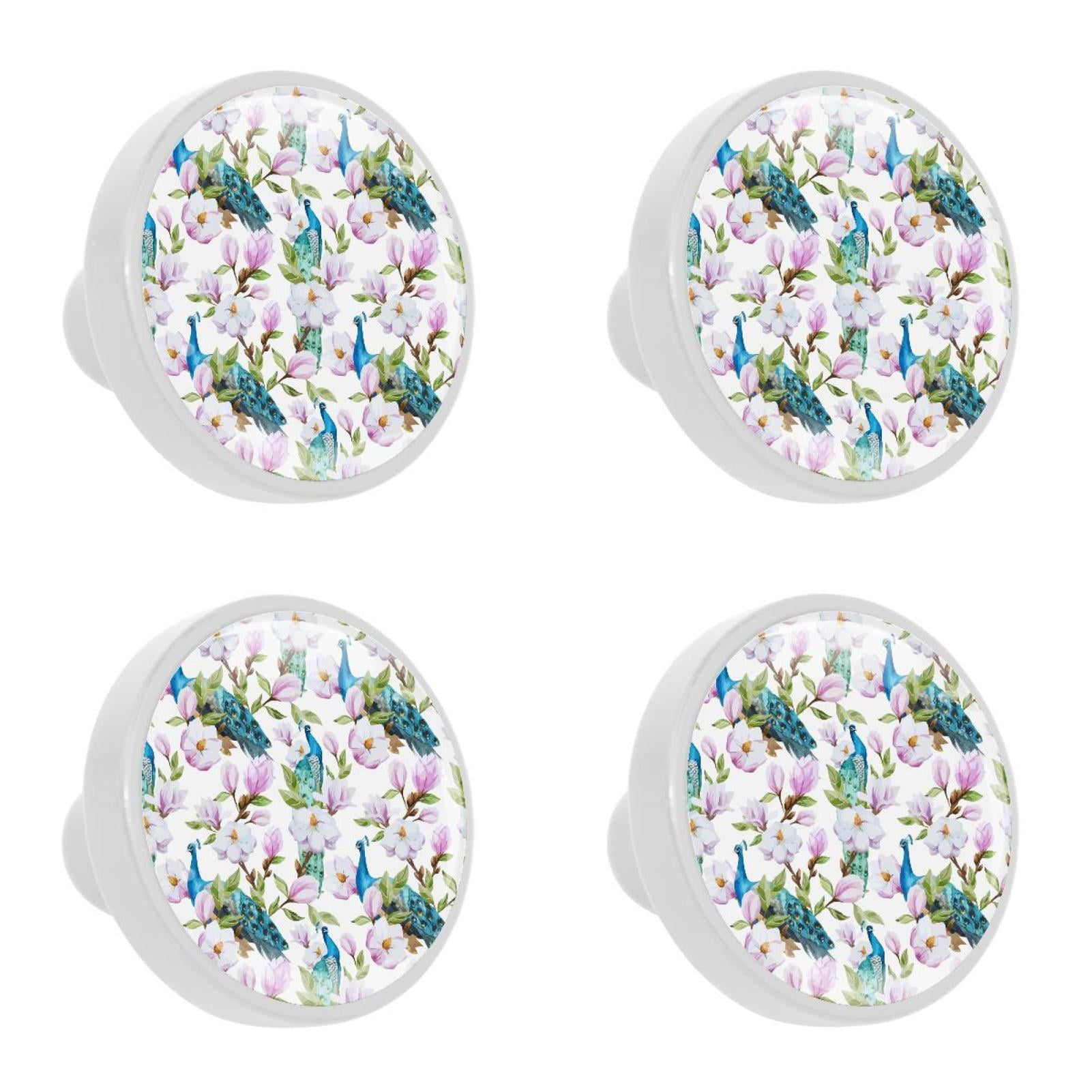 4 Pcs Peacock Magnolia Knobs for Kitchen Cabinet Cupboard Dresser ...