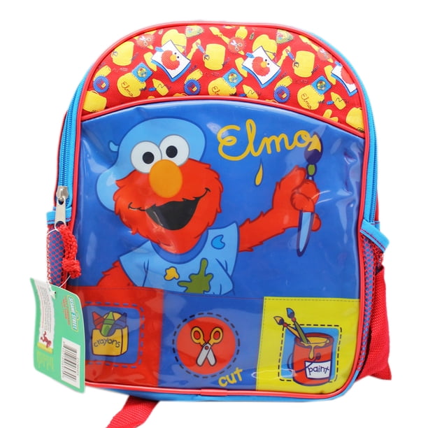 Sesame Street Elmo the Artist Red and Blue Toddler Size Backpack (12in ...