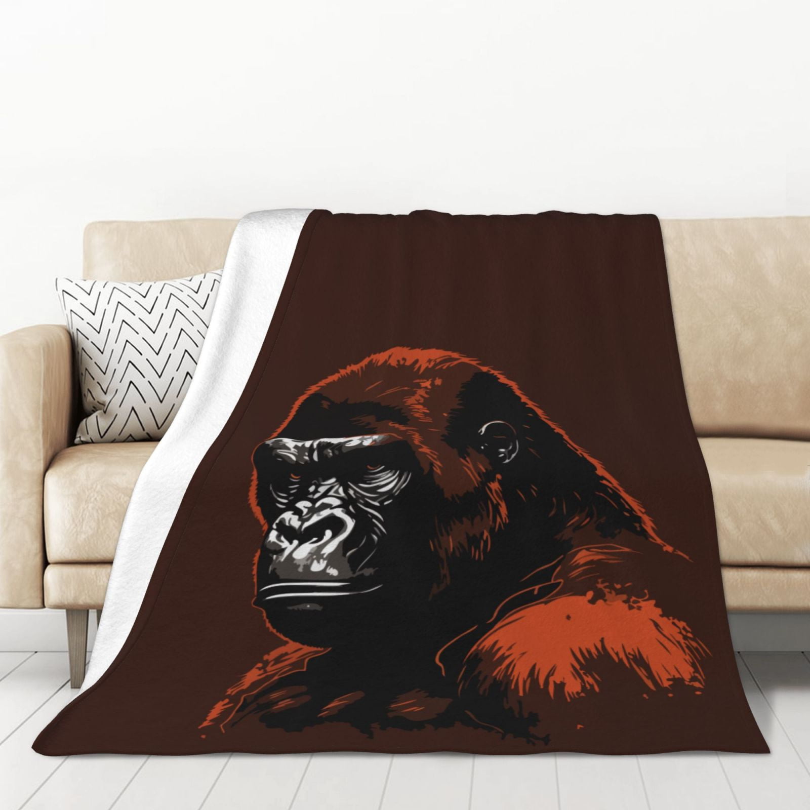 XMXT Throw Blankets, Mysterious Gorilla Print Bed Blanket for Bedroom ...