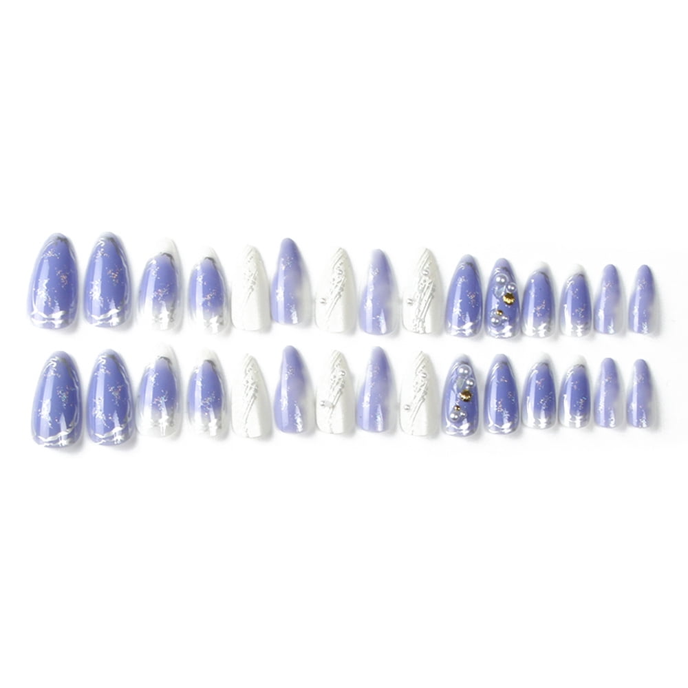 30 piezas de uña almendra, uña terminada, stickers para uñas y caja con ...