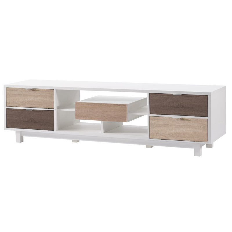 Furniture of America Aaron Contemporary Wood 71-inch TV Stand in White ...