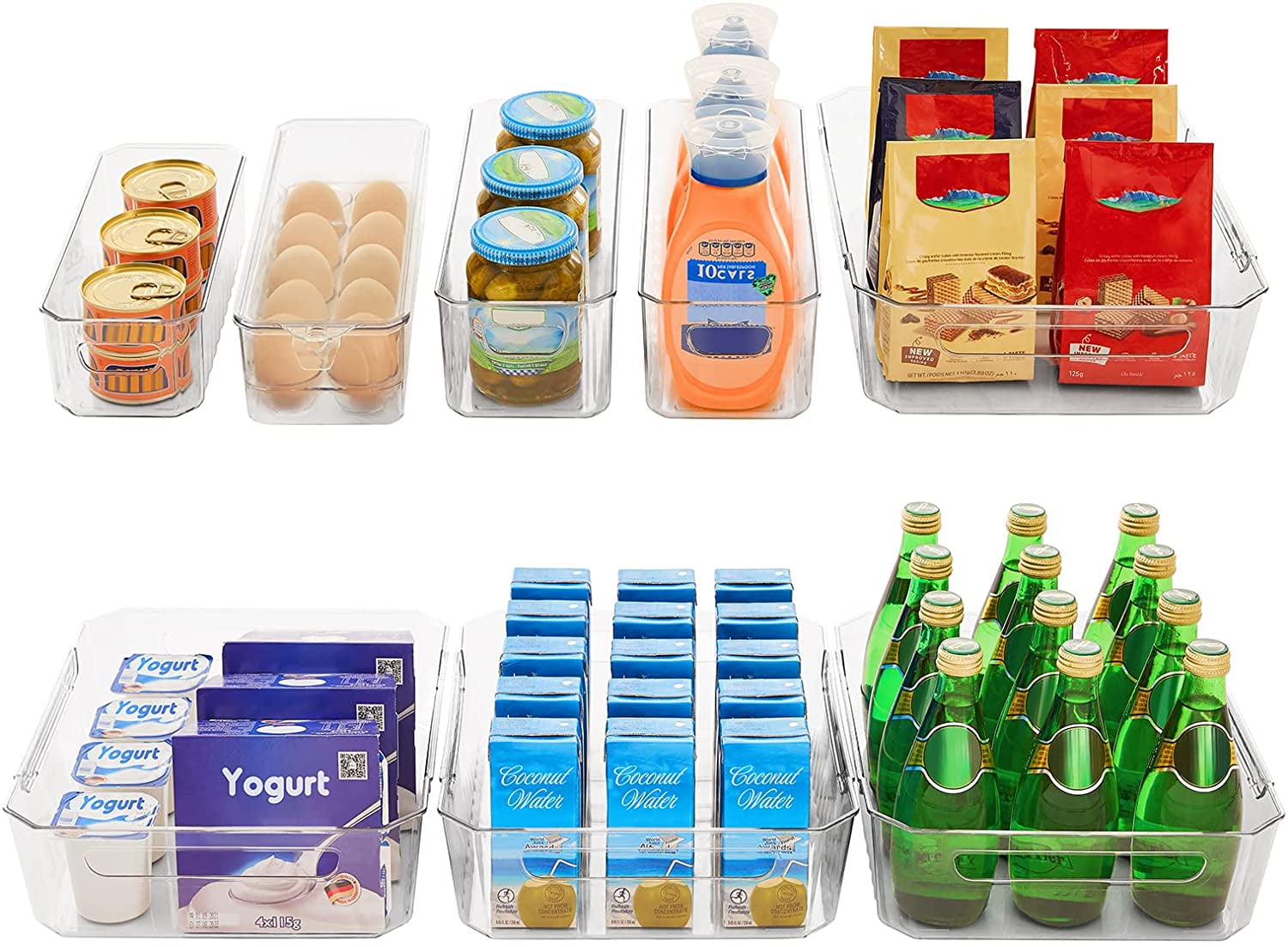 Lifewit 8pcs Big Refrigerator Organizer Bins Set, Multi-Size Clear ...