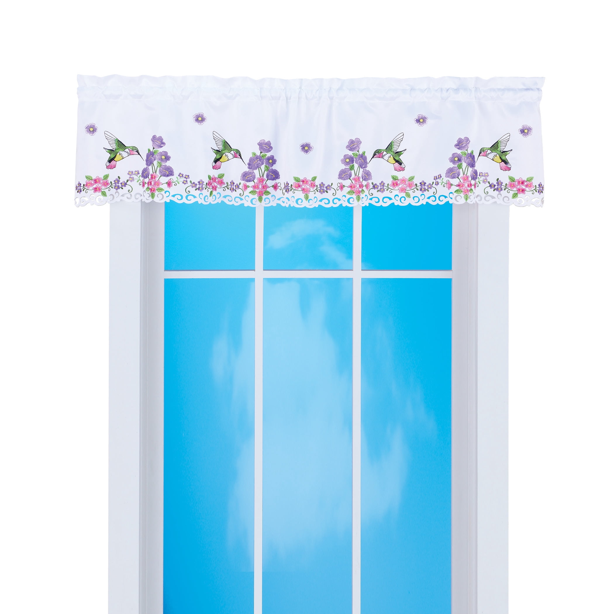 Embroidered Hummingbird Floral Curtains - Pink & Purple Floral Cutout ...