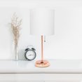 Rose Gold Stick Lamp with Charging Outlet and Fabric Shade, White ...