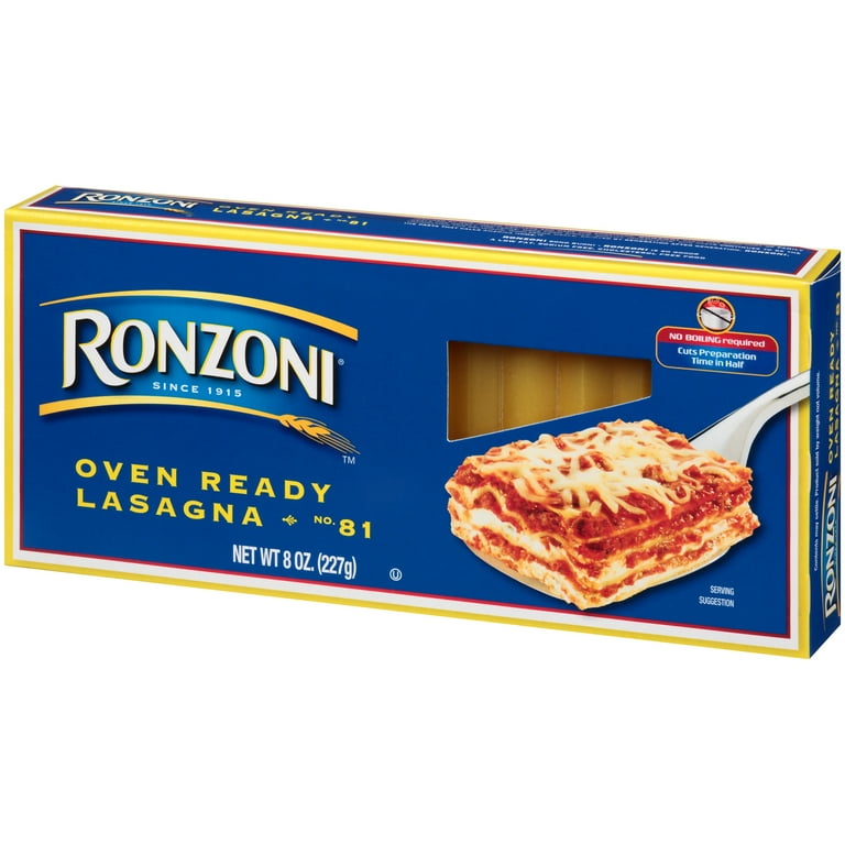 Ronzoni Oven Ready Lasagna Pasta 8 oz. Box Shelf Stable Walmart