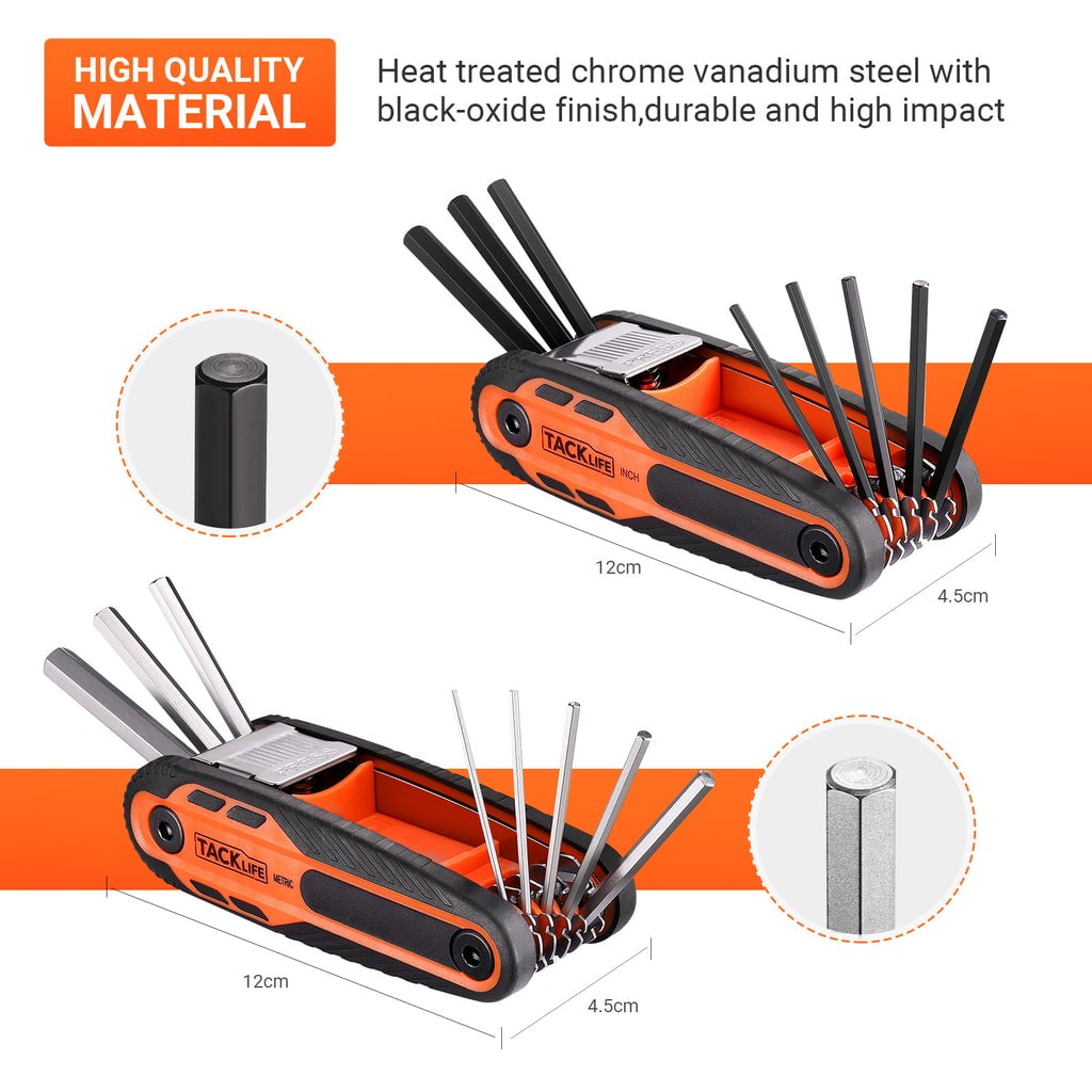 TACKLIFE 16-Piece Folding Hex Key Set, SAE, Metric,For Basic Home ...