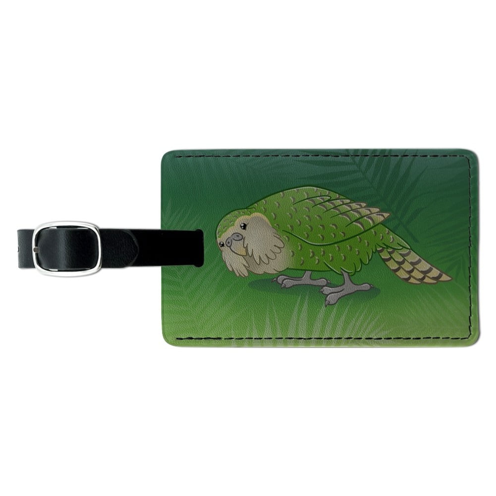 Kakapo the Flightless Owl Parrot Rectangle Leather Luggage Card ...
