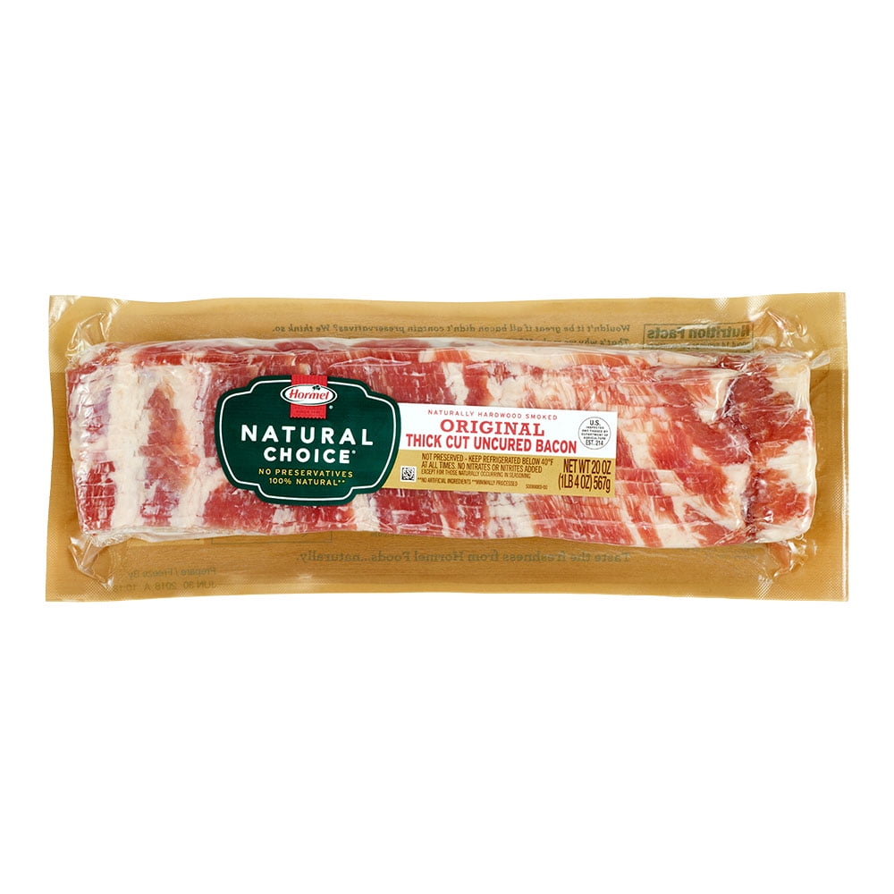 Hormel Natural Choice Original Thick Cut Uncured Bacon, 20 Oz ...