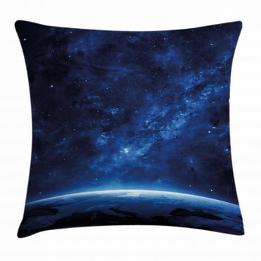 Space Throw Pillow Cushion Cover, Universe with Planet and Crescent ...