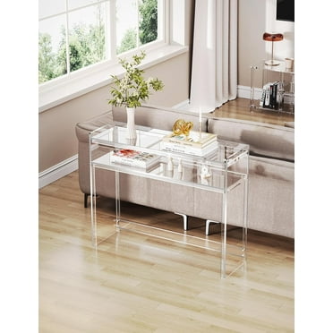 BENTISM 38in Clear Acrylic Console Table, Transparent U-Shape Side ...