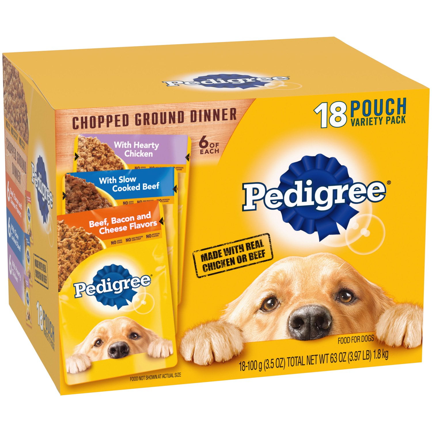 Pedigree Chopped Ground Dinner Wet Dog Food Variety Pack, 3.5 oz ...