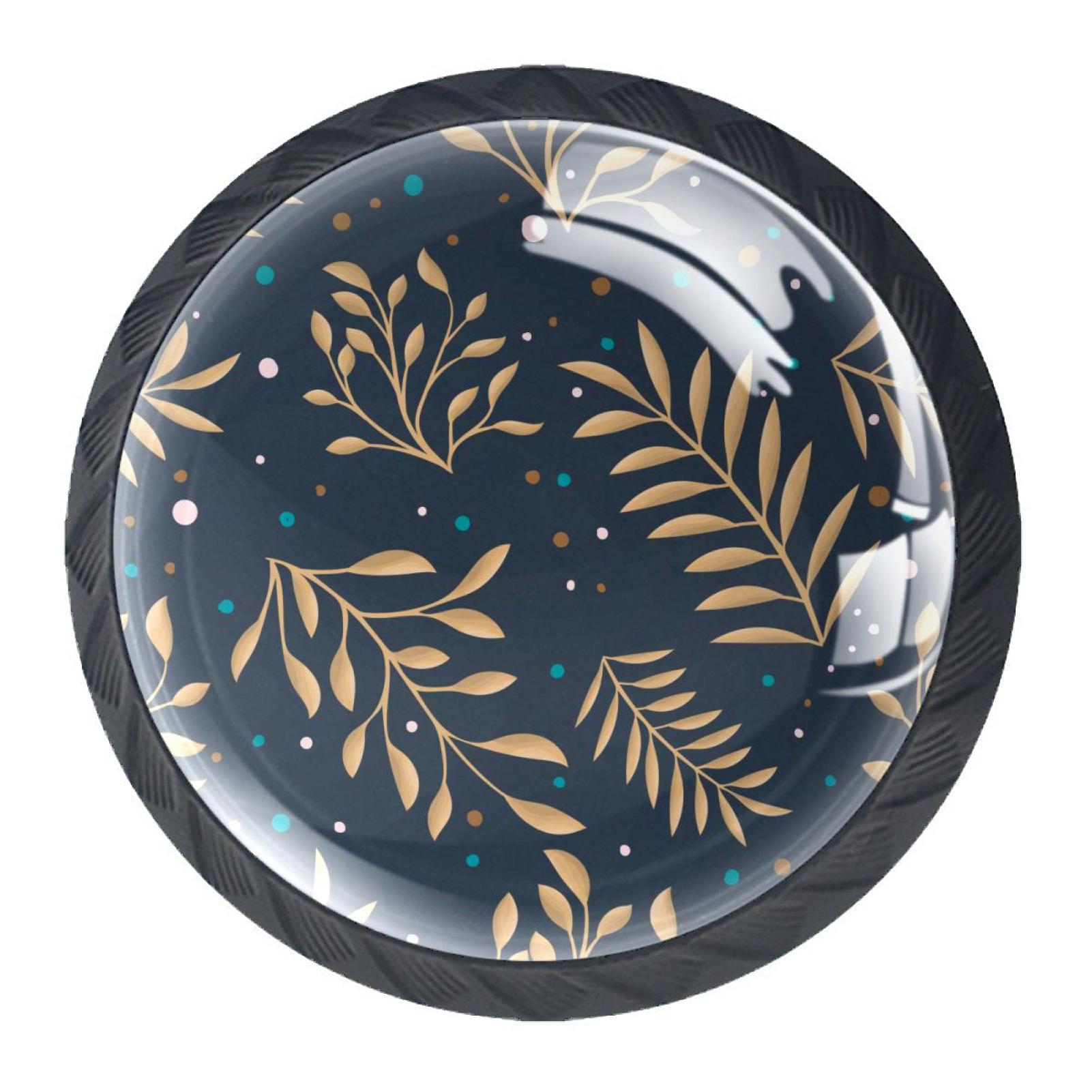 4 Pcs Trendy Floral Leaves Knobs for Kitchen Cabinet Cupboard Dresser ...