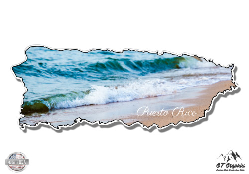 Puerto Rico Waves Tropical Paradise - 8" Vinyl Sticker - For Car Laptop ...