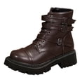 AUDeals Womens Chunky Ankle Boots Side Zipper Strap Waterproof Non Slip ...