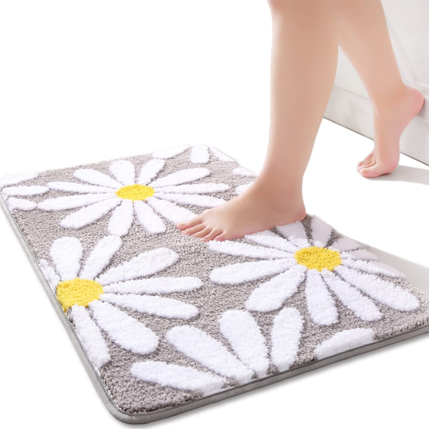 Click here for Siabc-Gray Bathroom Rugs Cute Daisy Bath Mat White... prices