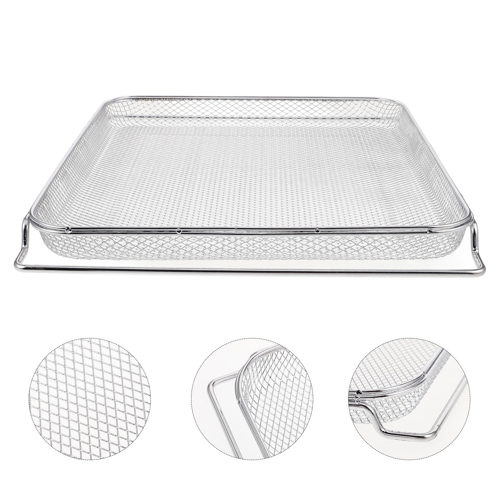 Phenofice Reusable Frying Basket Air Fryer Rack Tray 304 Stainless Steel Dishwasher Safe For Households 1pack 14.6x11.0x1.1in