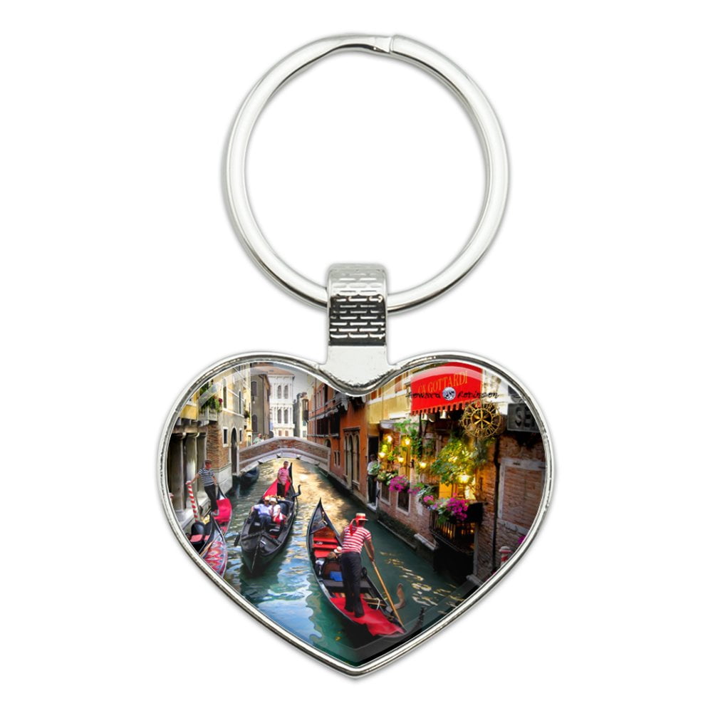 Venice Italy Gondolas Canals Heart Love Metal Keychain Key Chain Ring ...