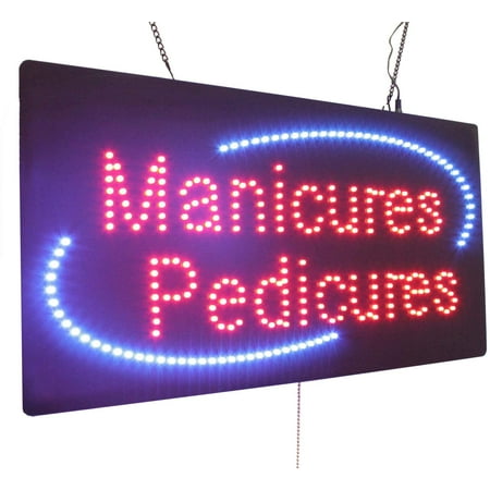 Manicures Pedicures Sign, TOPKING Signage, LED Neon Open, Store, Window ...