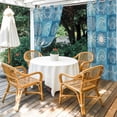 Blue Coastal Outdoor Curtains 1 Panel Summer Ocean Waves Shell Crab ...