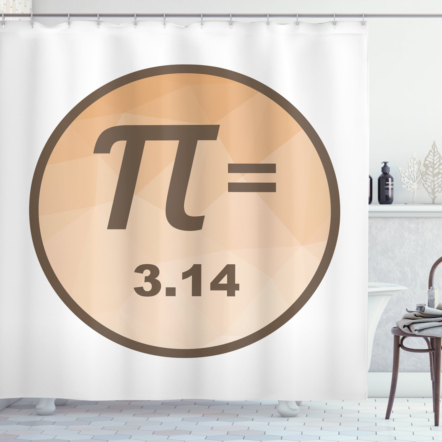 Pi Shower Curtain, Special Math Symbol and Value Number on Polygonal in ...