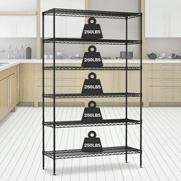 6 Tier Wire Shelving Unit with Wheels, Heavy Duty Storage Shelves, Garage Kitchen Adjustable NSF ...