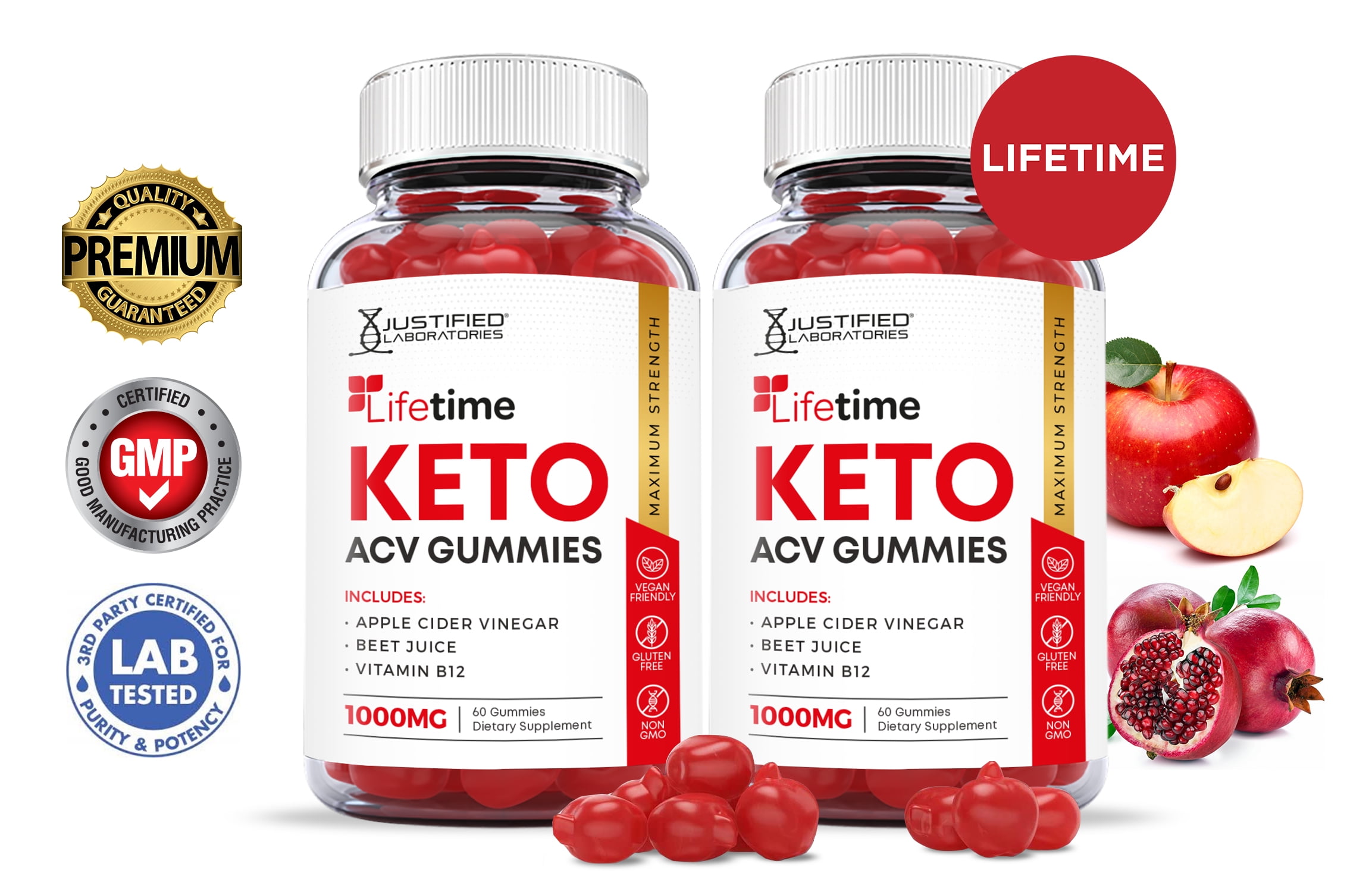 (2 Pack) Lifetime Keto ACV Gummies 1000MG Dietary Supplement 120 Gummys ...