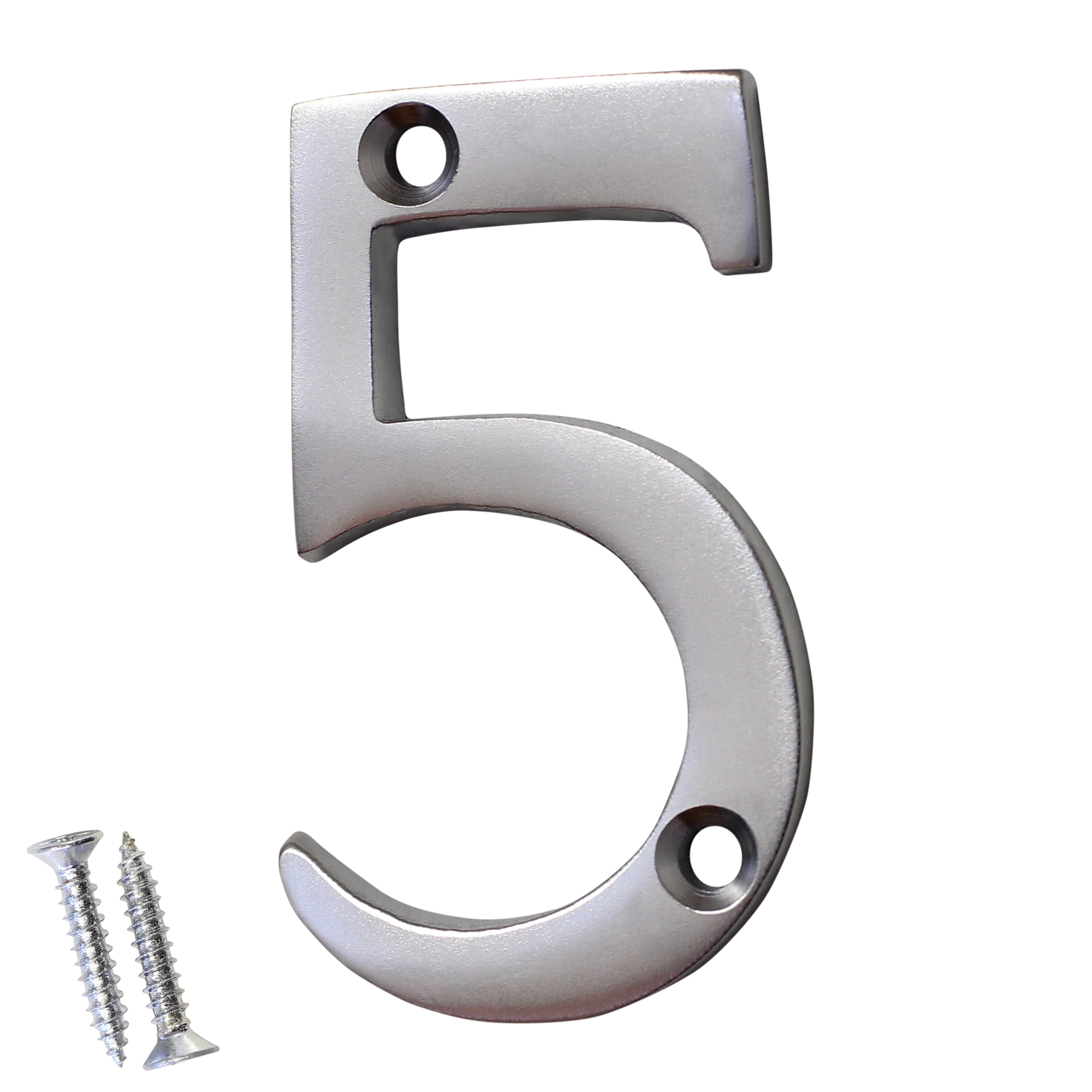 RCH Hardware NO-BR235-50 Brass House Number, 2 Inch, Satin Chrome ...